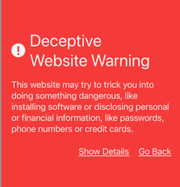 Deceptive Website Warning advice – Rocketspark
