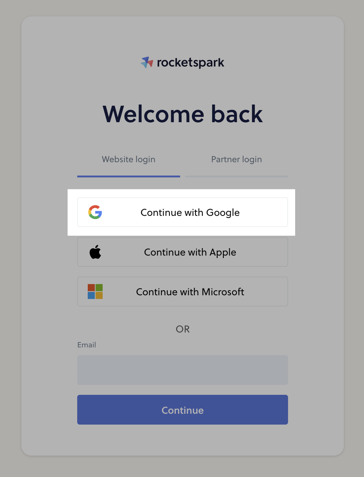 How to sign in to Rocketspark using Google – Rocketspark