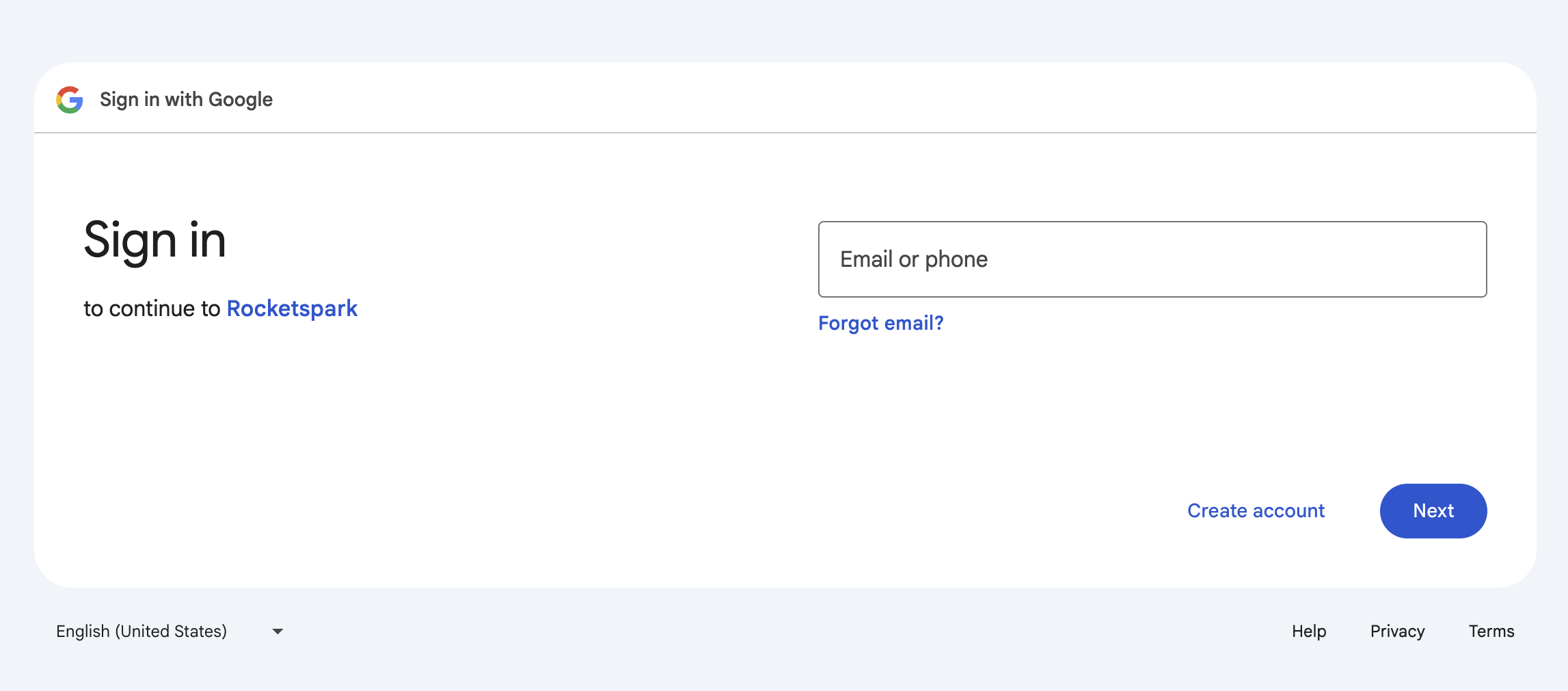 How to sign in to Rocketspark using Google – Rocketspark