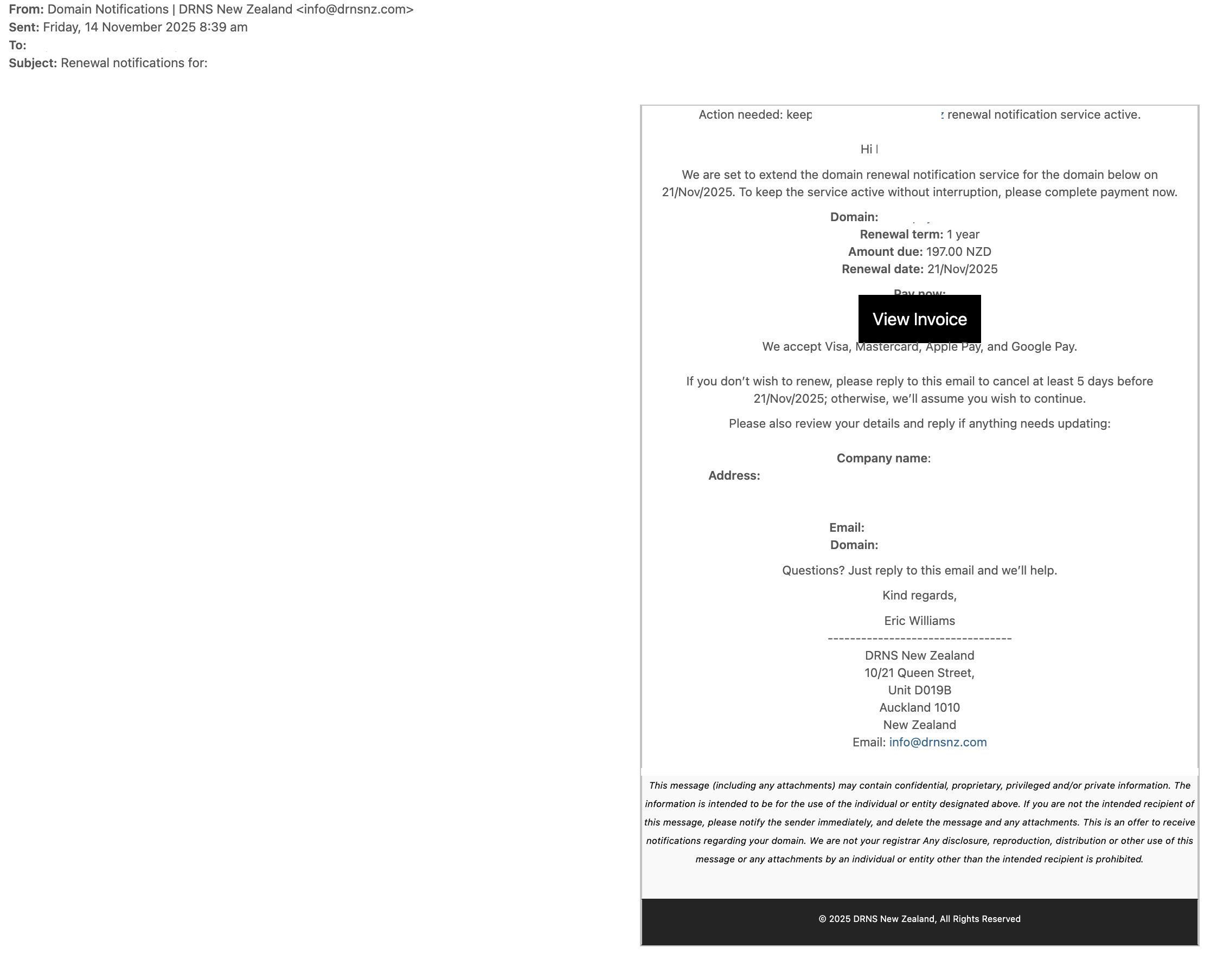 Phishing alert: Avoiding fake domain renewal emails – Rocketspark