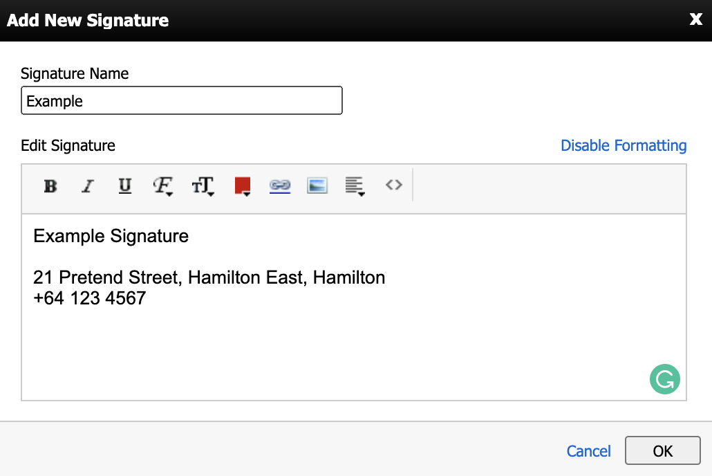 Setting Up My Email Signature In Webmail Rocketspark